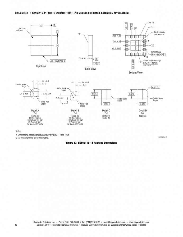 SKY66115-11 datasheet page 10