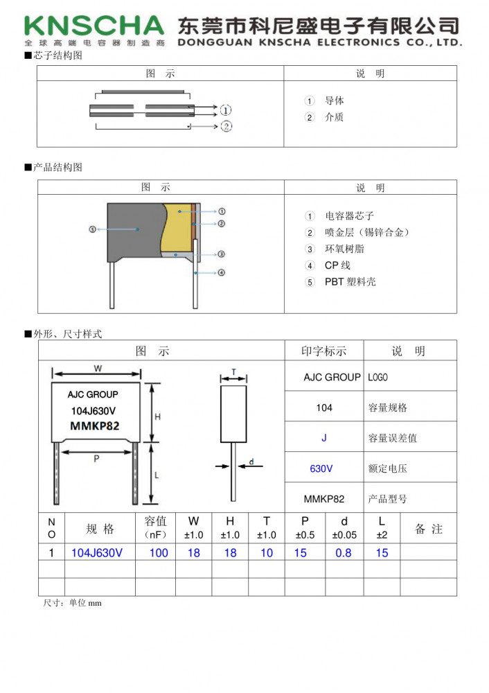 KNSCHA MMK104J2JDLAJ208G0 specification page 2