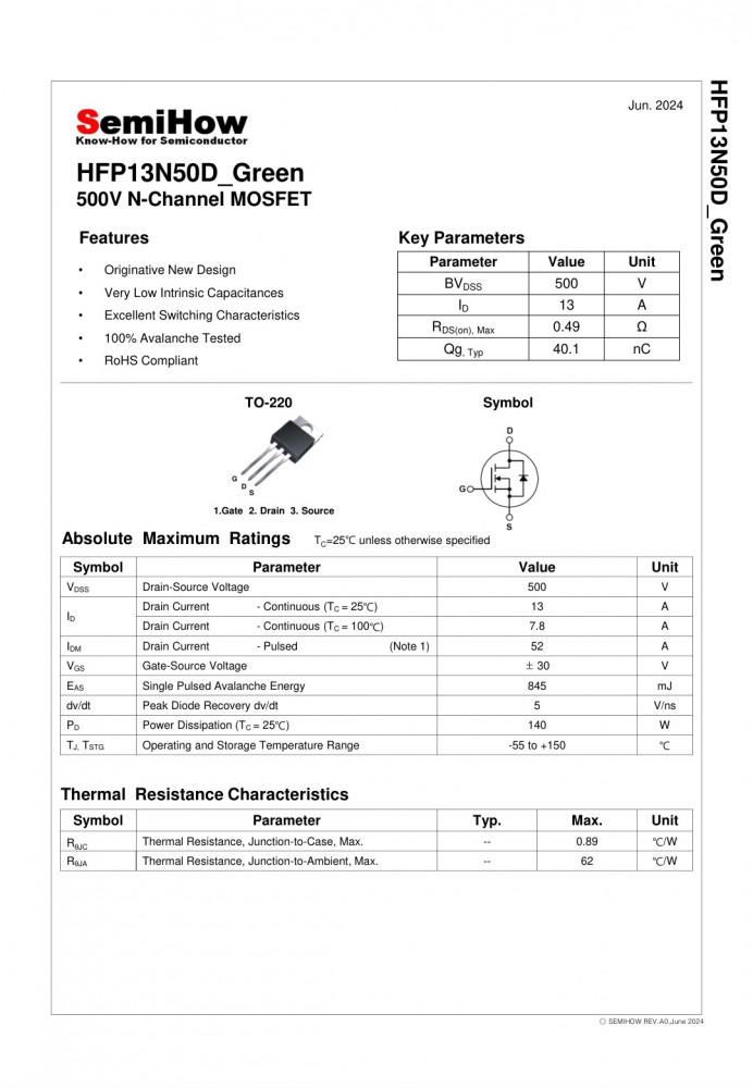 HFP13N50D datasheet page 1