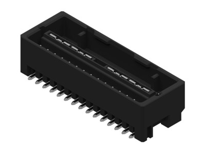 Spot-On Wire-to-Board Header with Nail, 2.00mm Pitch, Dual Row, Vertical, 32 Circuits, with Potting Capability, Matte Tin (Sn) Plating, Black