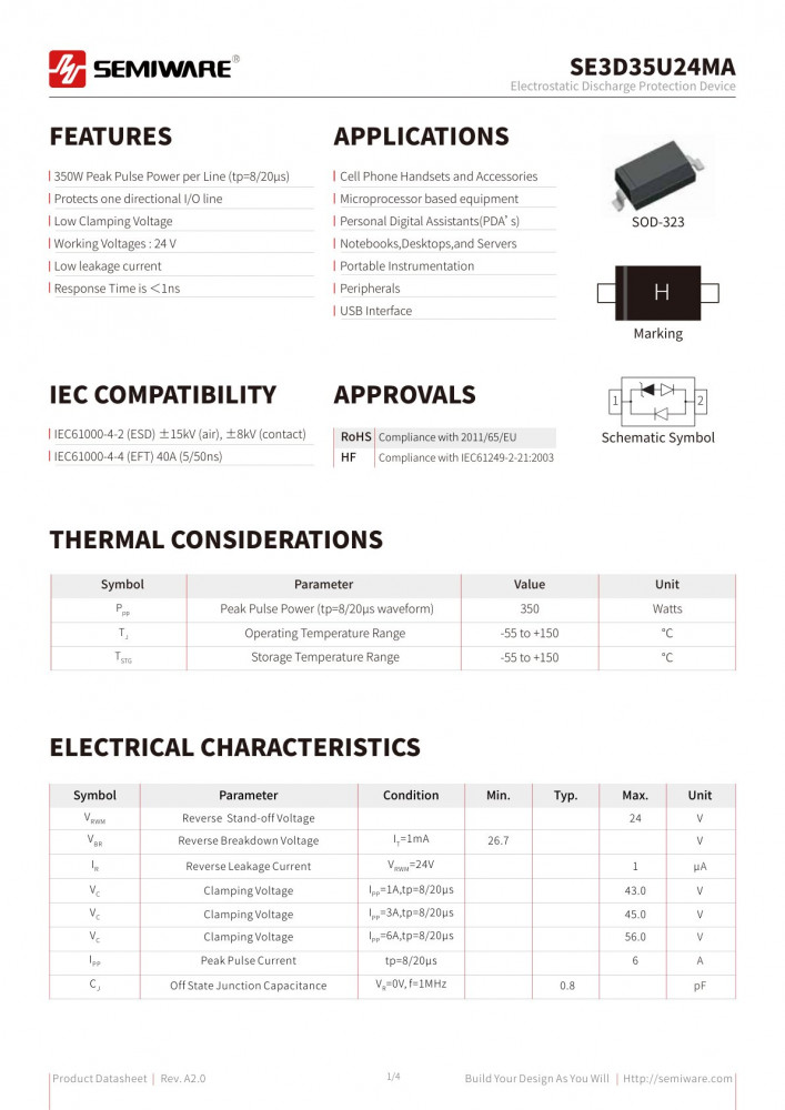 SEMIWARE SE3D35U24MA datasheet page 1