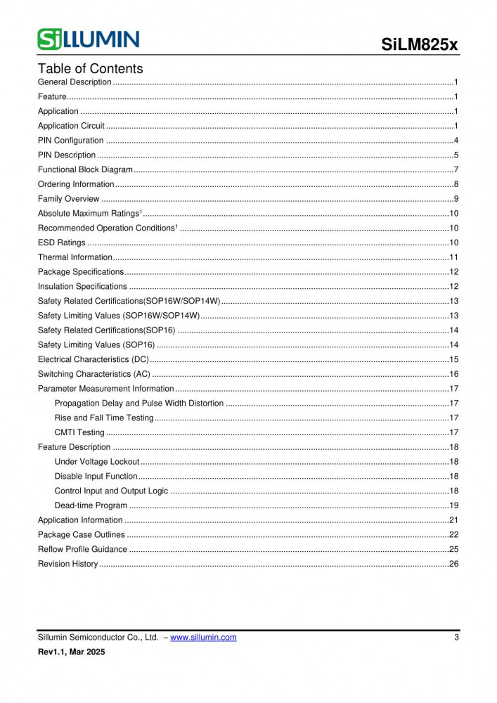 SiLM825x datasheet page 3