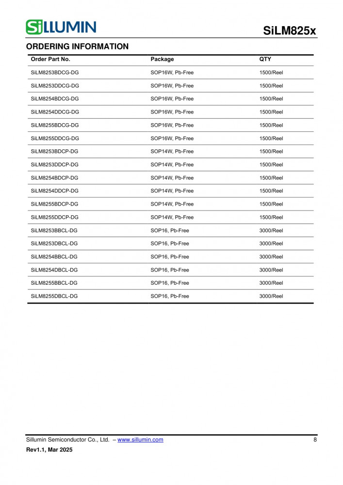 SiLM825x datasheet page 8
