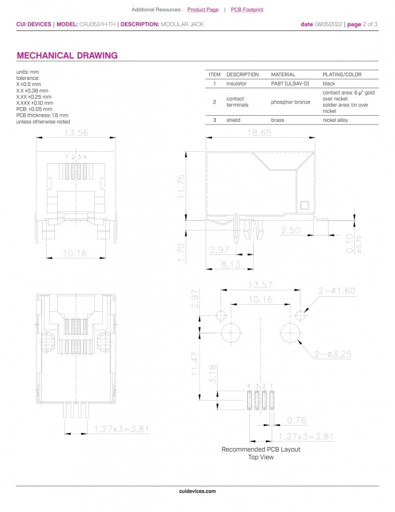 CRJ053-1H-TH datasheet page 2