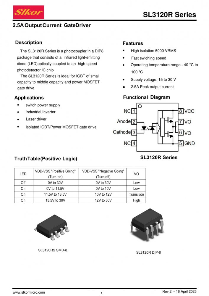 SL3120R datasheet page 1