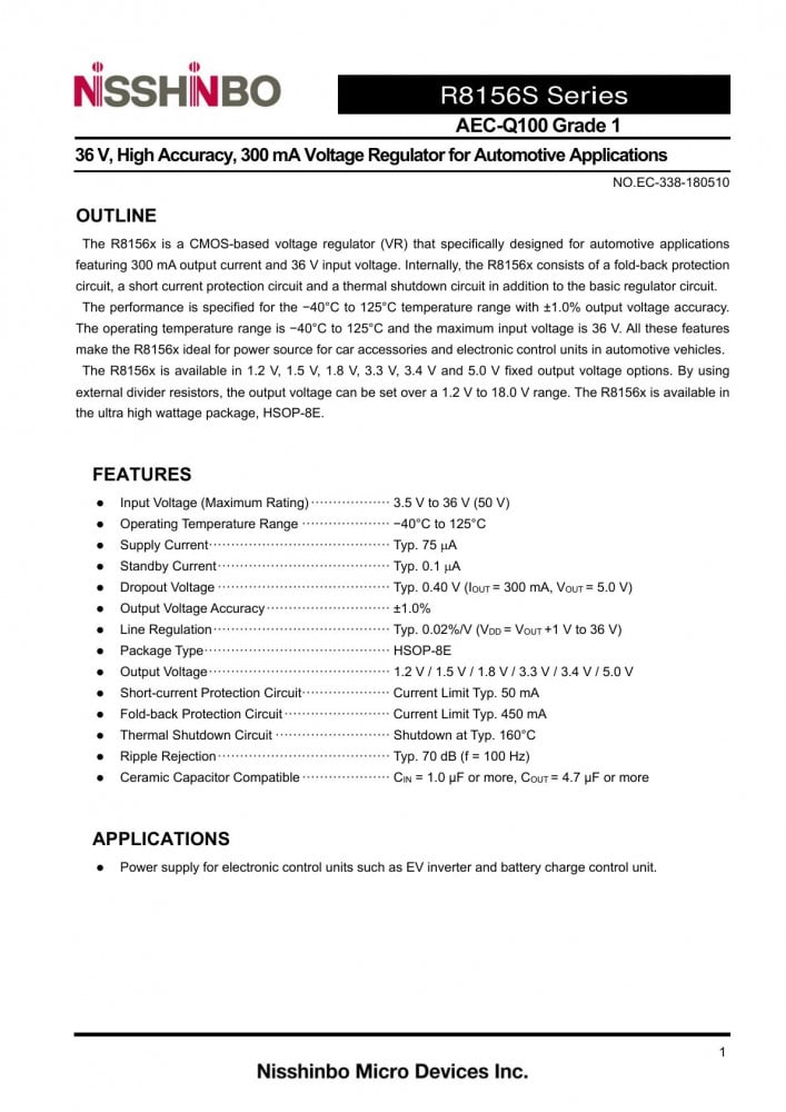 R8156 datasheet page 1