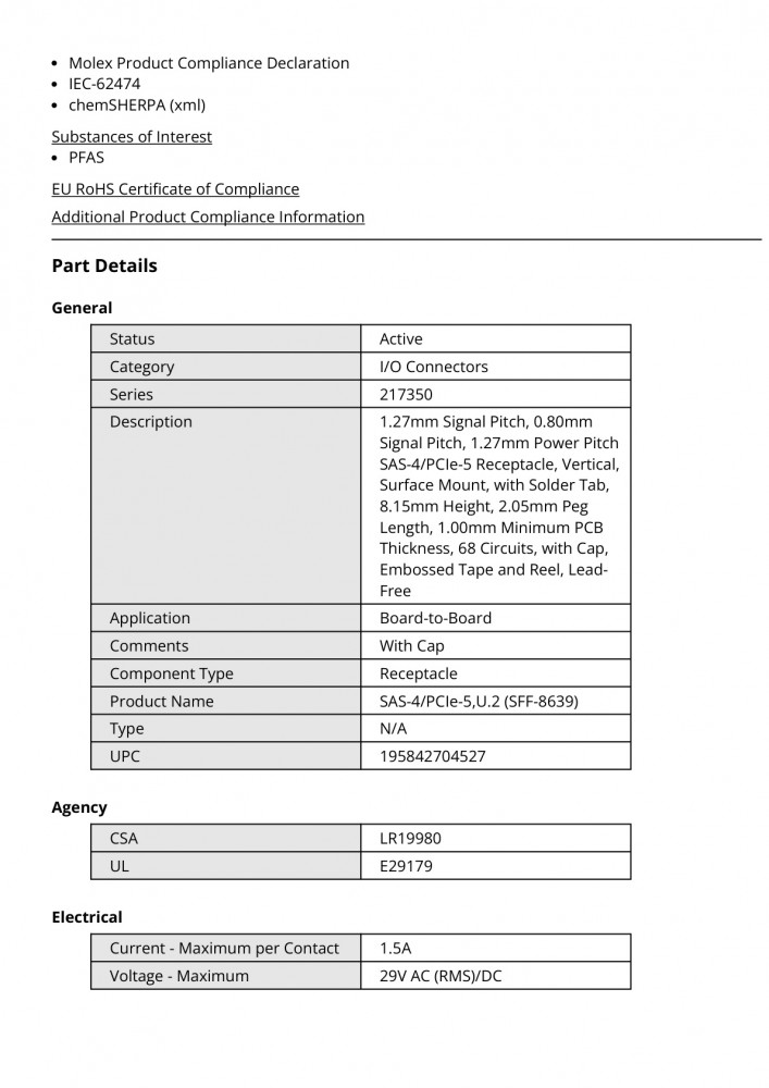 MOLEX 2173500001 technical document preview, page 2