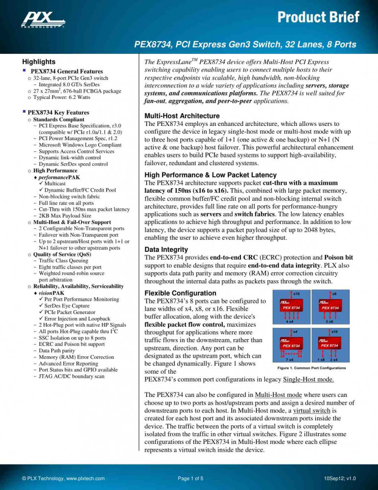 PEX8734 document page 1