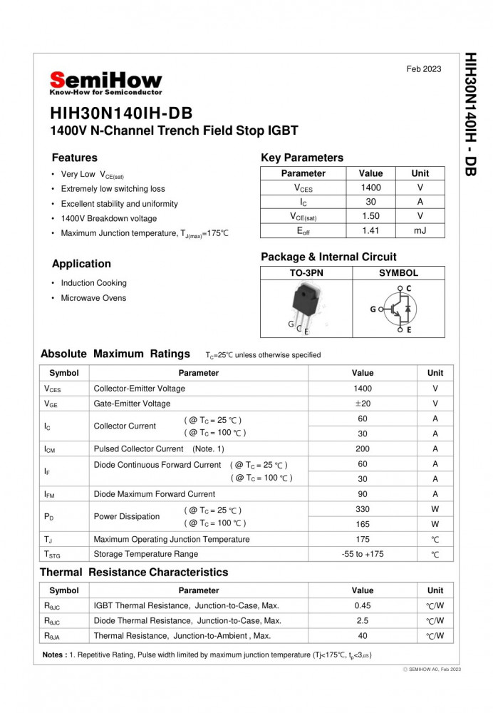 HIH30N140IH-DB datasheet page 1