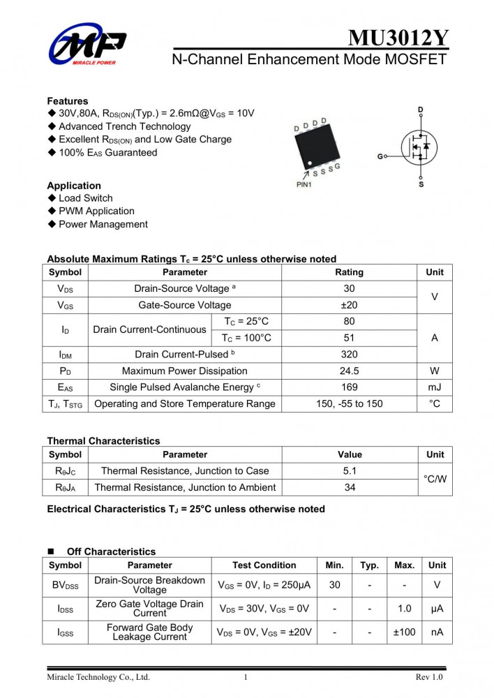 MU3012Y datasheet page 1