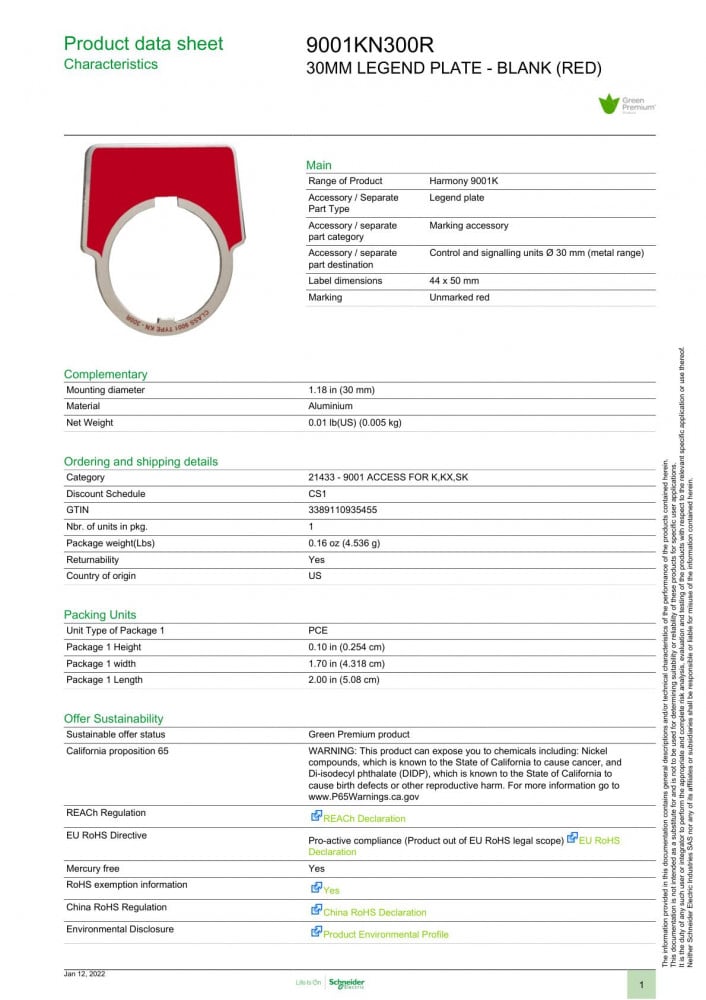 9001KN300R technical document page 1