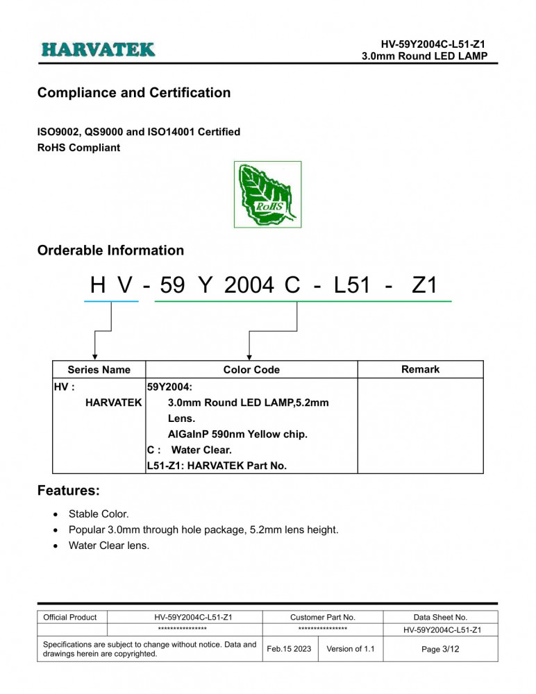 HV-59Y2004C-L51-Z1 datasheet page 3