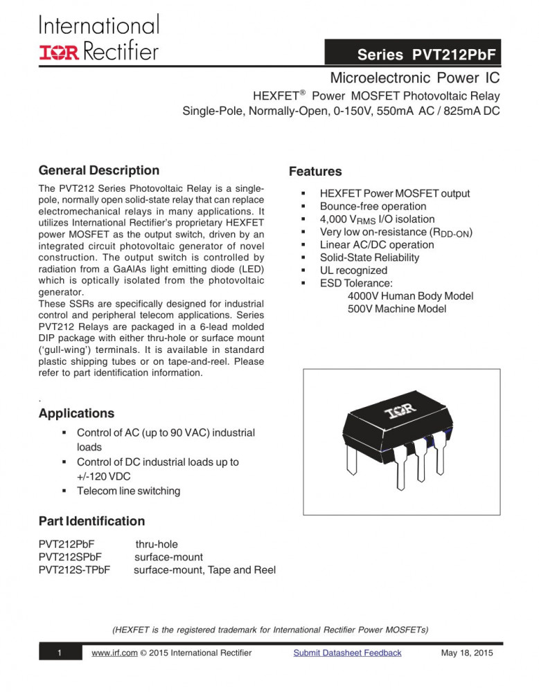 PVT212PBF datasheet page 1