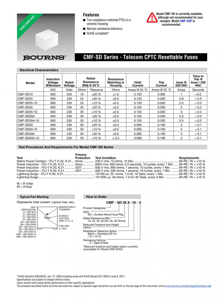 BOURNS CMF-SD series datasheet page 1