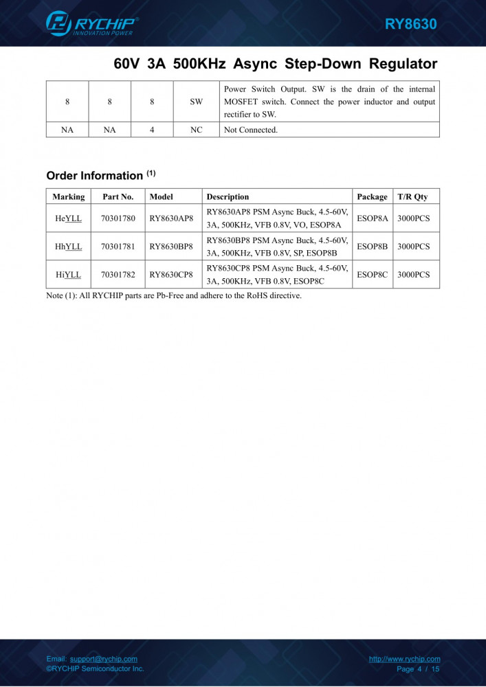 RY8630CP8 datasheet page 4