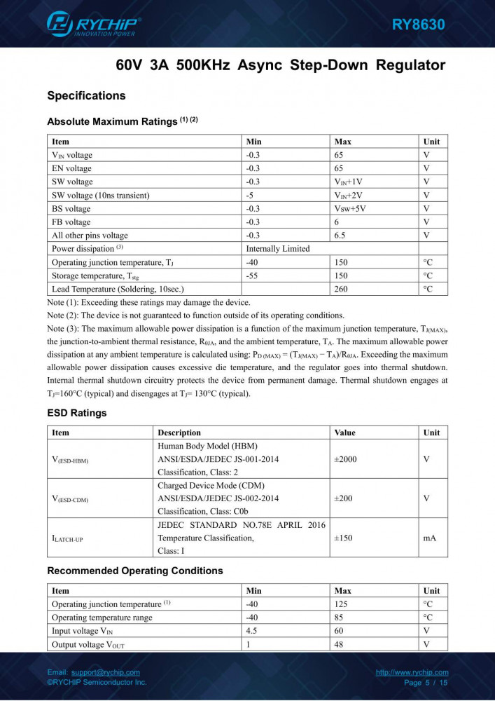 RY8630CP8 datasheet page 5