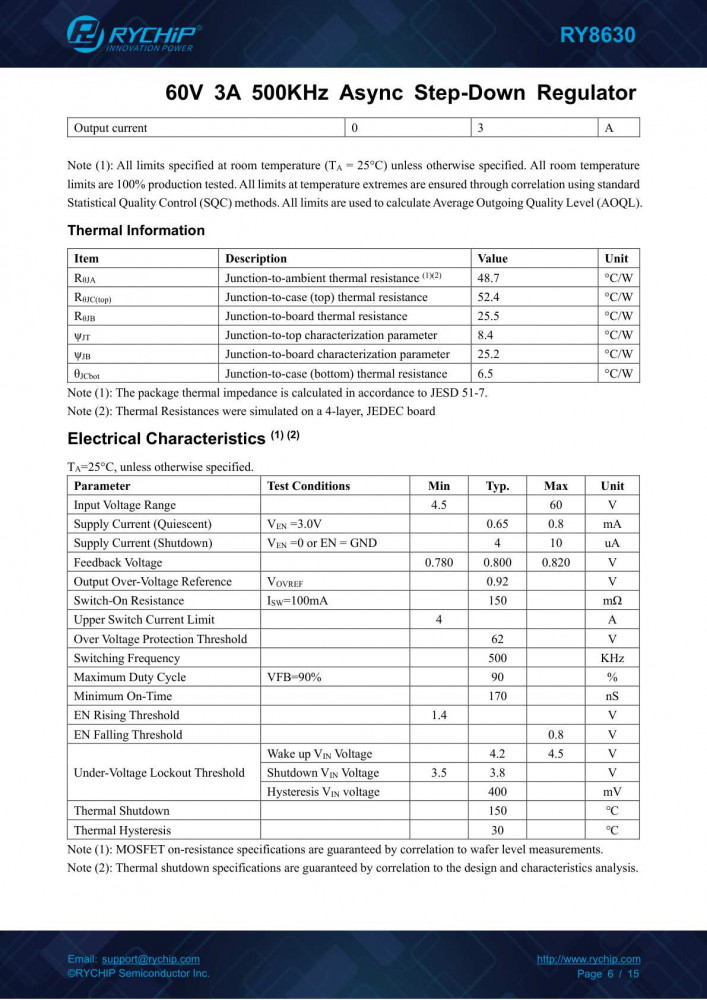 RY8630CP8 datasheet page 6
