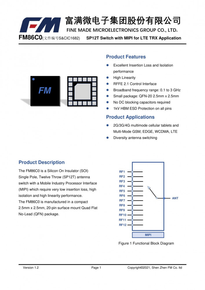 FM86C0 datasheet page 1