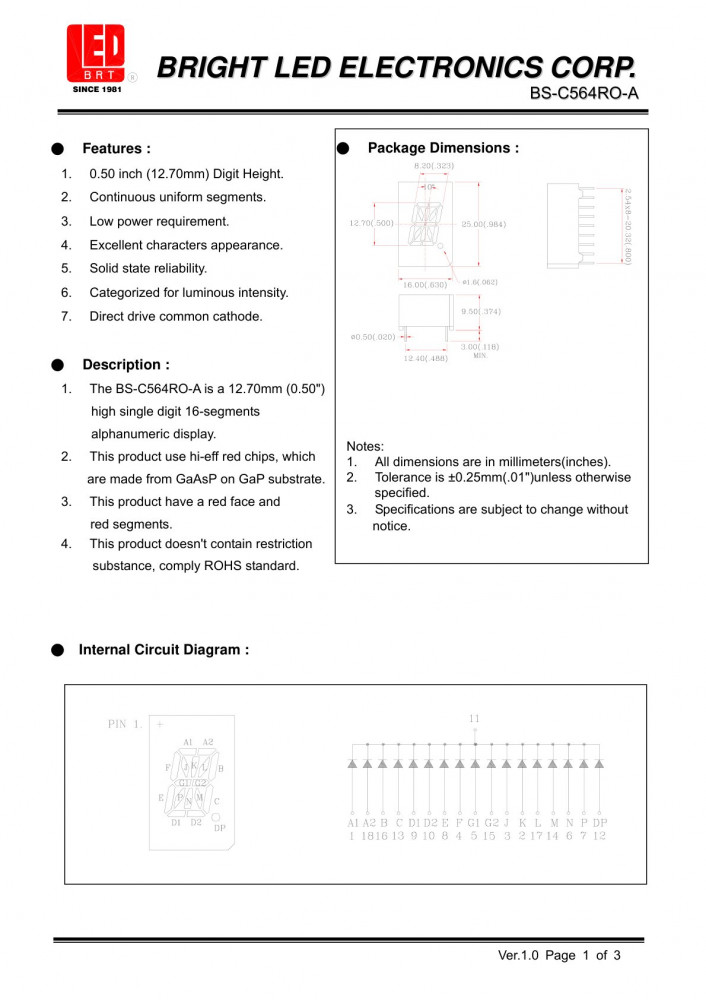 BS-C564RO-A datasheet image, page 1