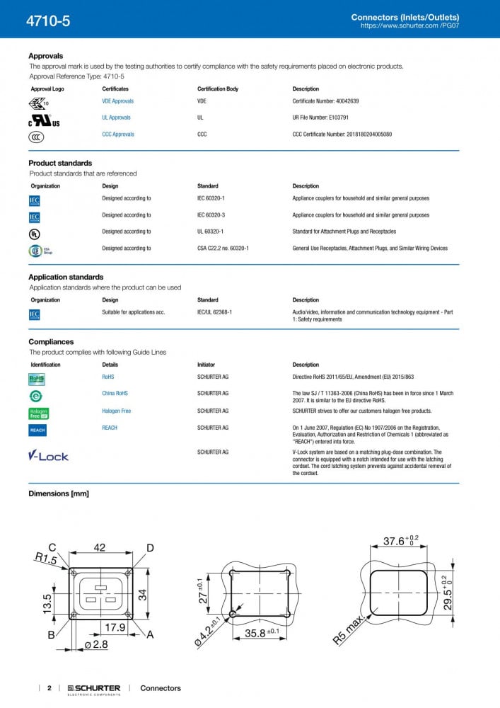 SCHURTER 4710 technical document page 2
