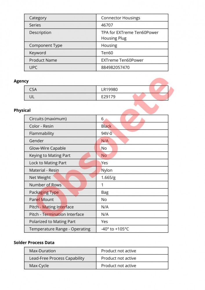Technical document page 2 for MOLEX 469450001