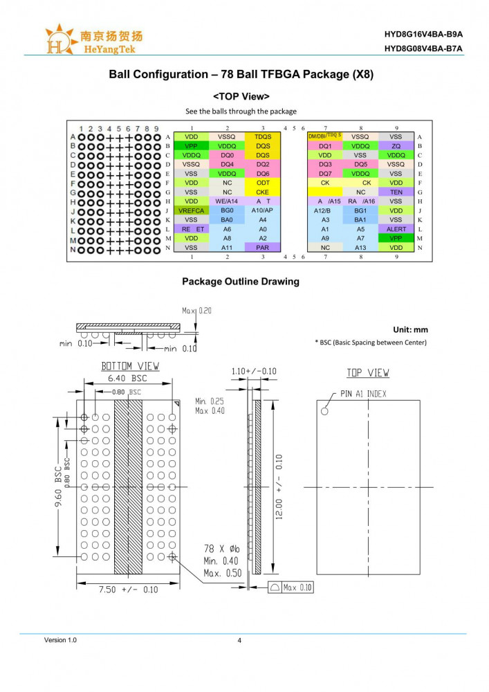 HYD8G08V4BA-B7A datasheet page 4