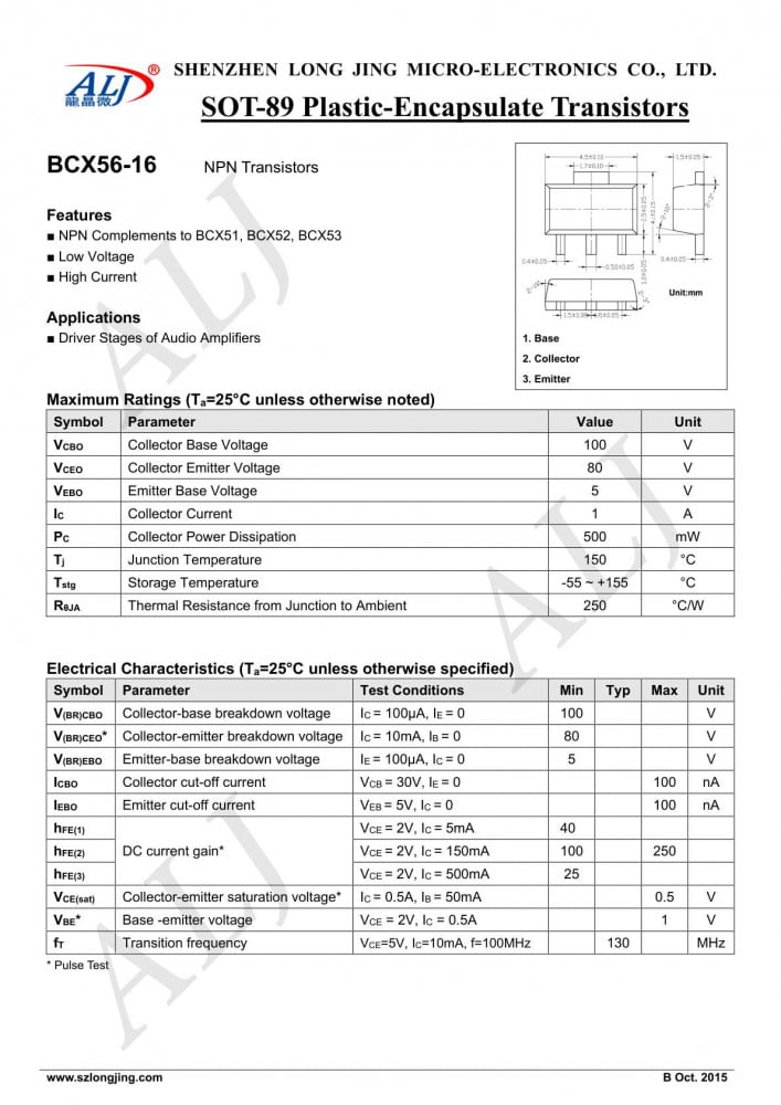 BCX56-16 datasheet page 1