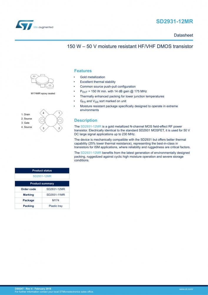 SD2931-12MR datasheet page 1