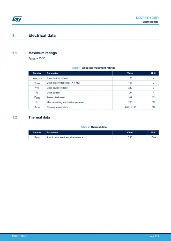 SD2931-12MR datasheet page 2
