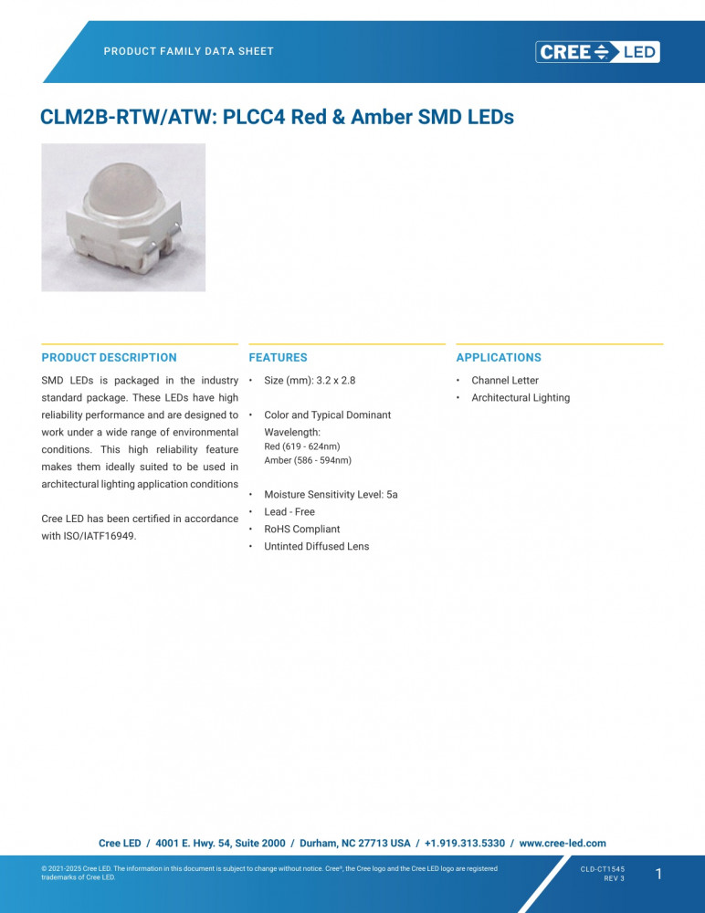 CLM2B-RTW datasheet page 1