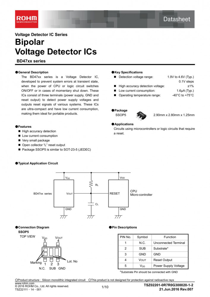 BD4745G-TR technical document page 1