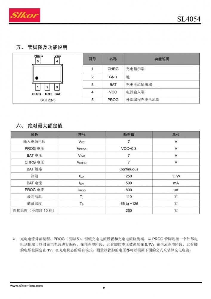 SL4054 datasheet page 2