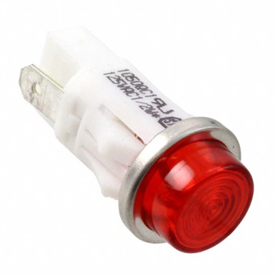Neon Panel Mount Indicator Amber .500″ Hi-Hat 125V Tab Terminals