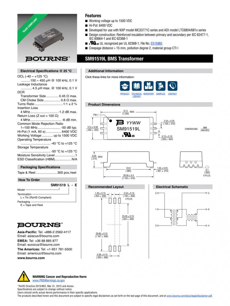 SM91519L-E datasheet page 1