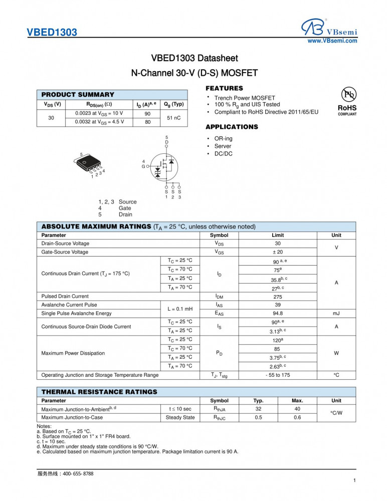 VBED1303 datasheet page 1