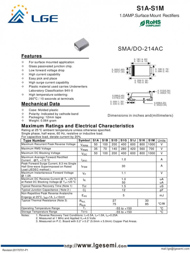 LGE S1G datasheet page 1