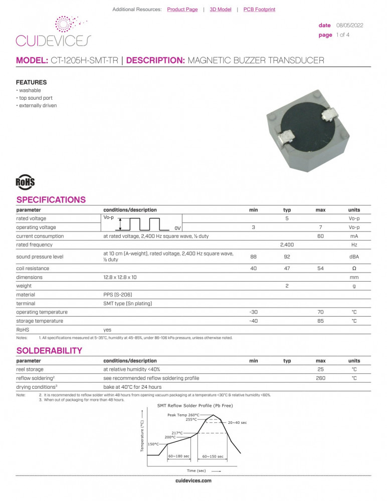 CT-1205H-SMT-TR datasheet page 1