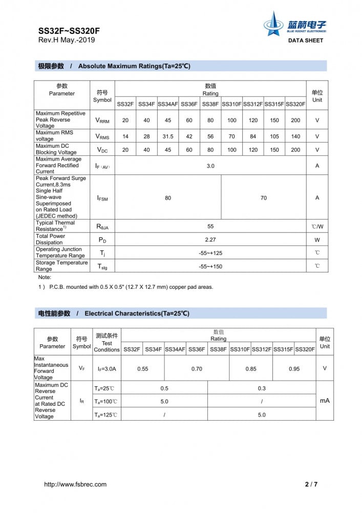 SS34F datasheet page 2