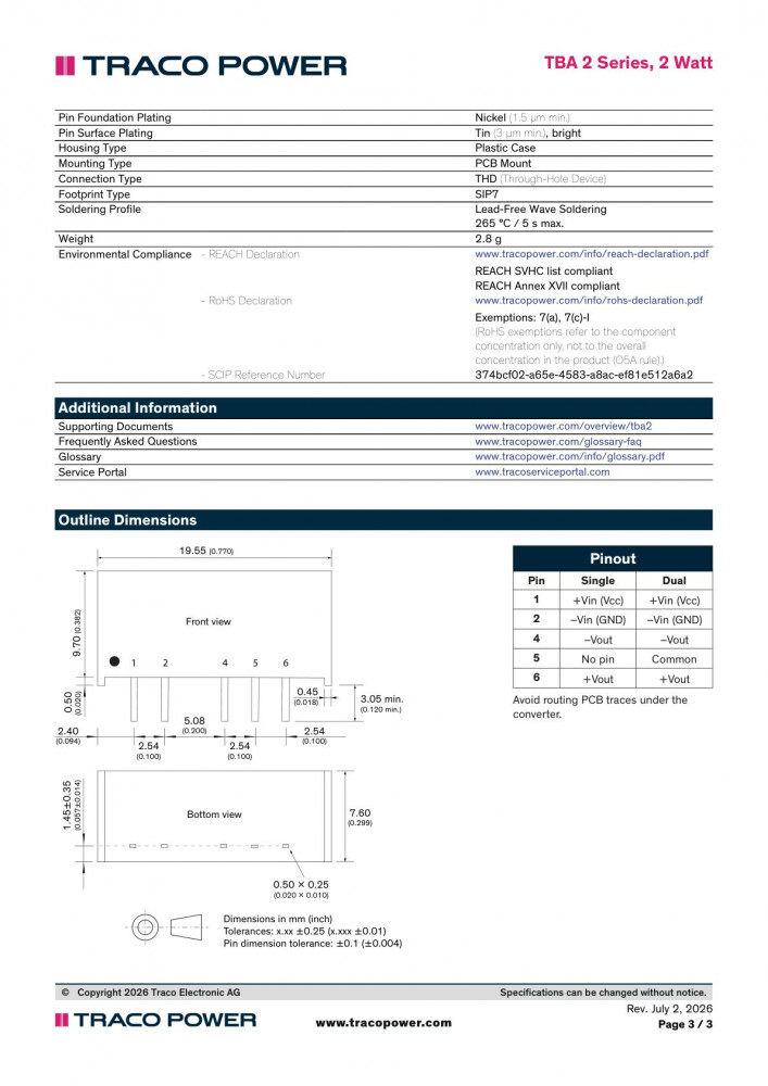 TBA 2 series technical document, page 3