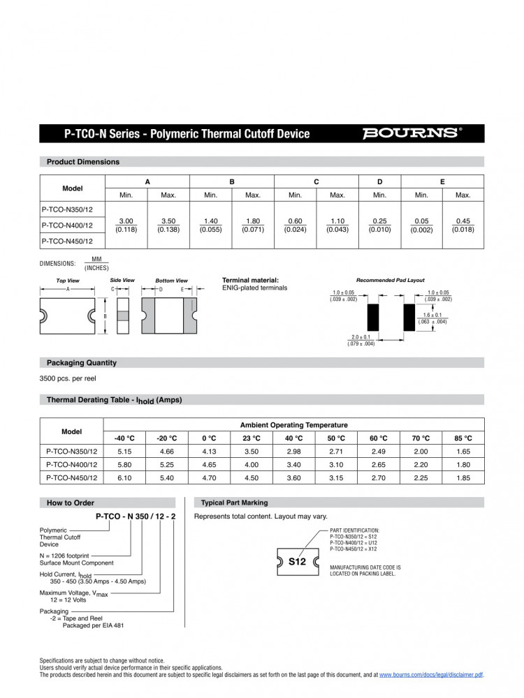 BOURNS P-TCO-N series datasheet page 2