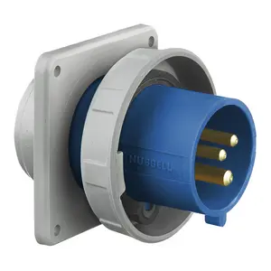 Heavy Duty Products, IEC Pin and Sleeve Devices, Industrial Grade, Male, Flanged Inlet, 100A 250V AC, 2-Pole 3- Wire Grounding, Watertight for sale