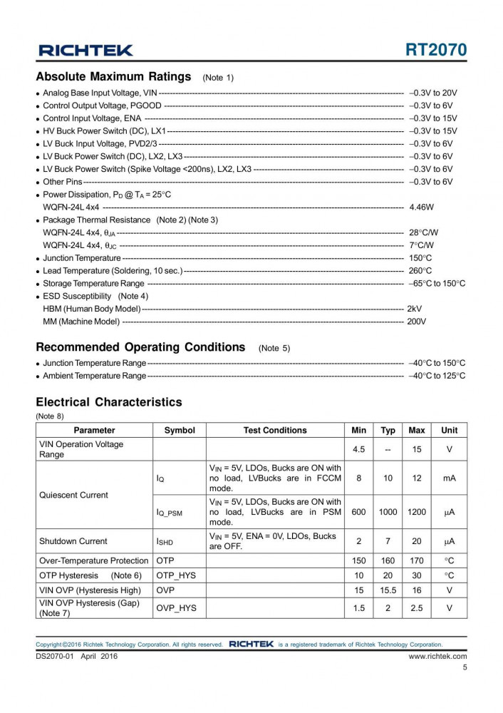 RT2070 datasheet page 5