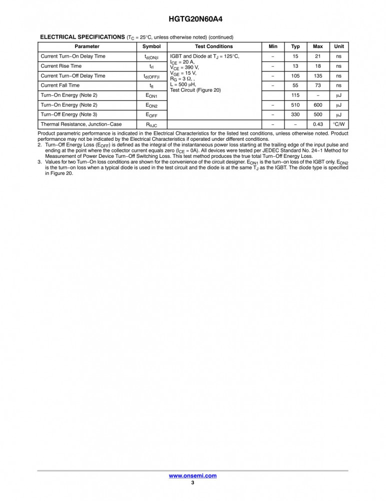 HGTP20N60A4 datasheet page 3