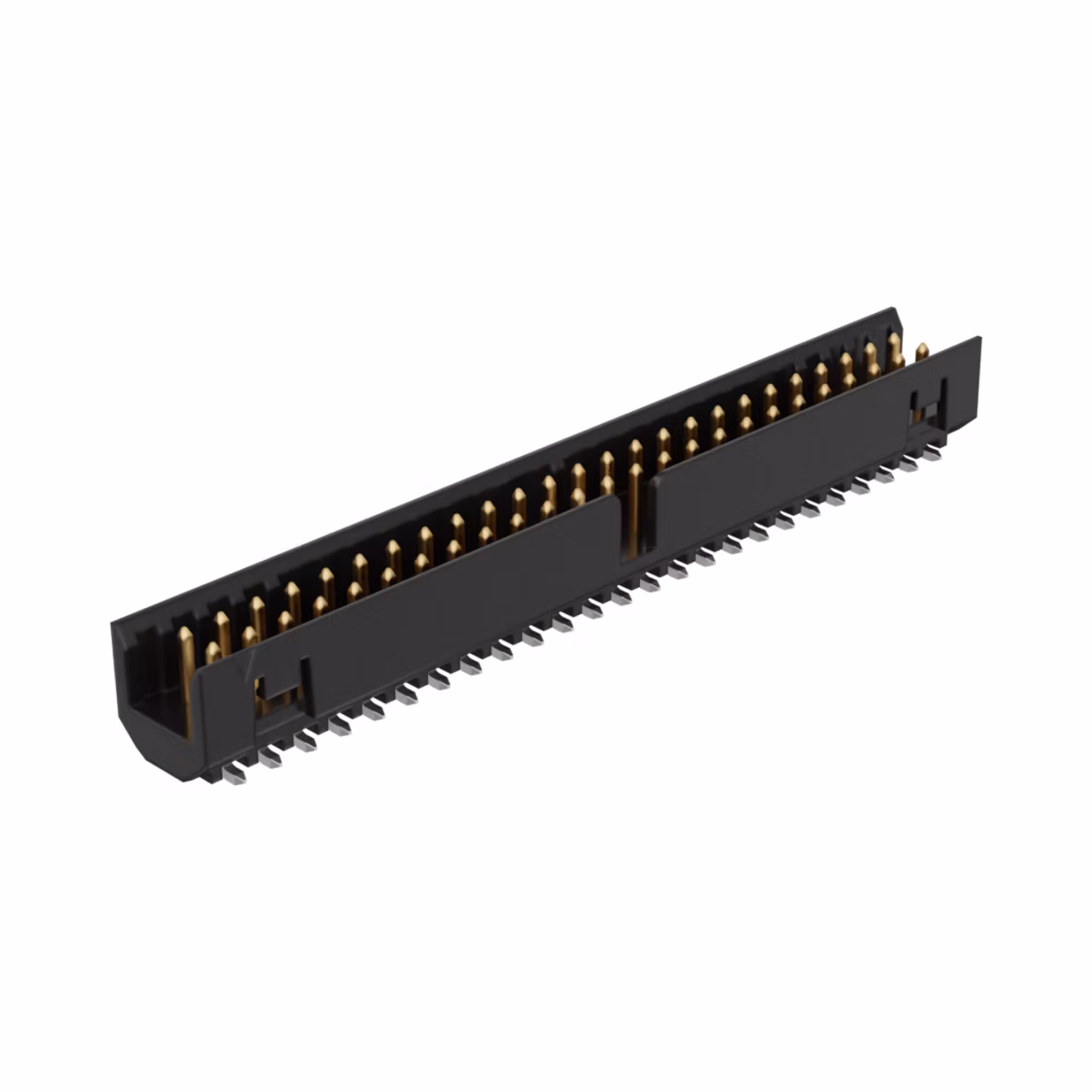 2.00mm Pitch, Milli-Grid PCB Header, Dual Row, Vertical, Surface Mount, Shrouded, 50 Circuits, 0.05µm Gold (Au) Plating, Dual Side Slots, Dual Friction Locks, Center Polarization, with Pegs, Tube