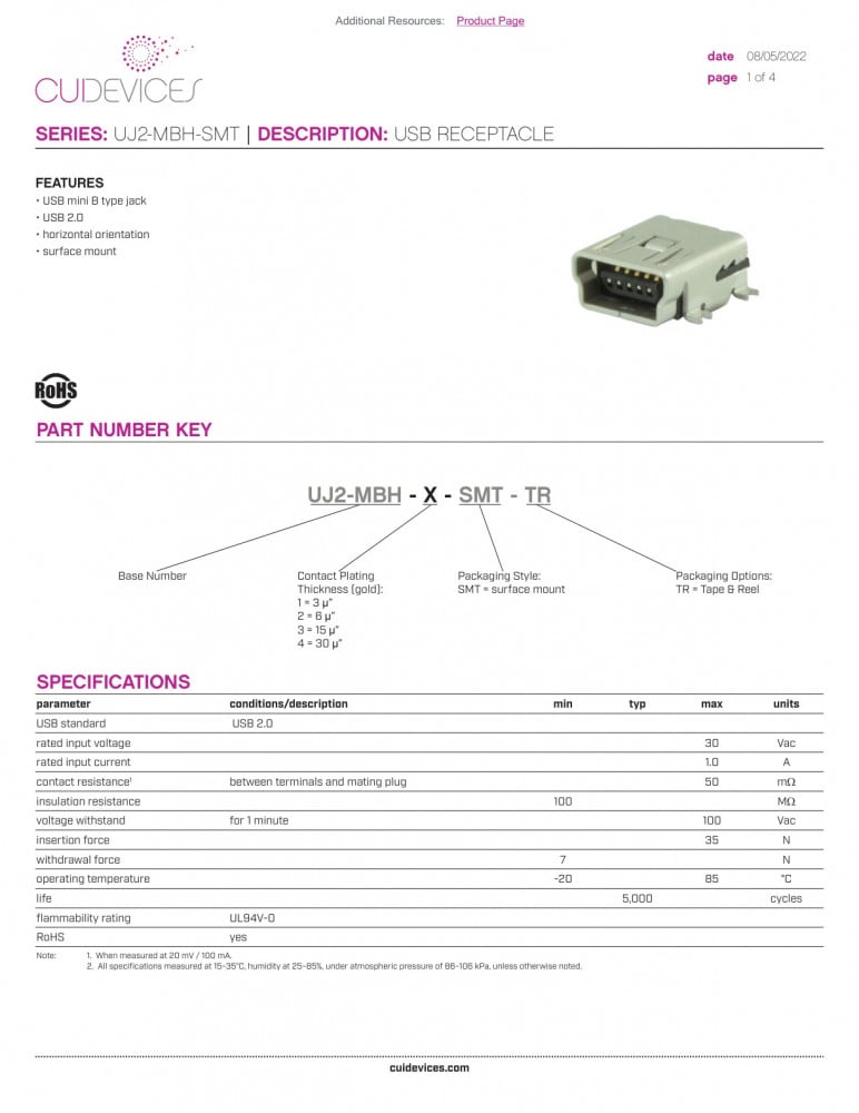 UJ2-MBH-3-SMT-TR datasheet page 1