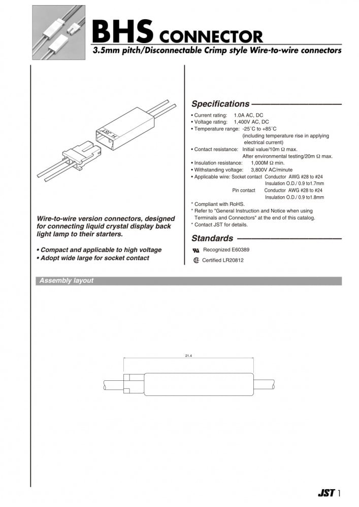 JST SBHSM-002T-P0.5 technical document page 1