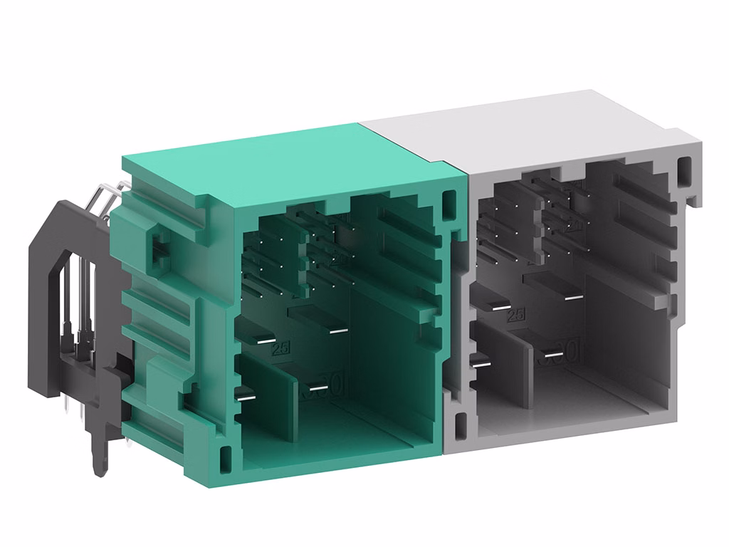 stAK50h Right-Angle Hybrid Header, 12 Circuits, Key 2, Green, Tube
