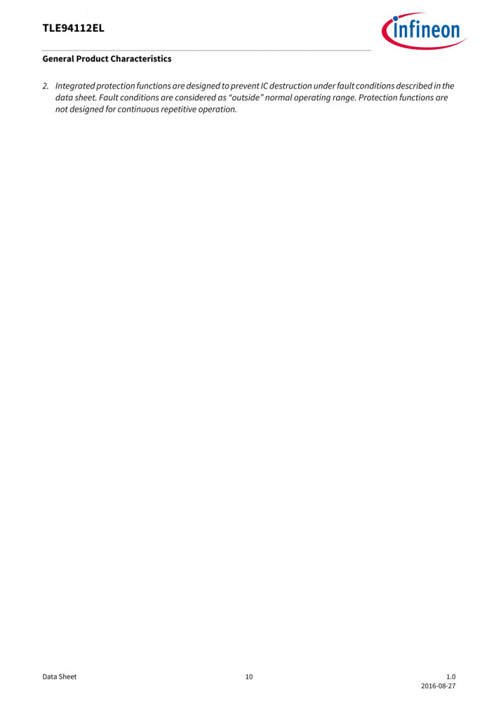 TLE94112EL datasheet page 10