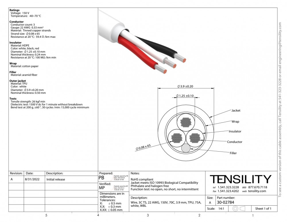 Tensility International 30-02784 product drawing
