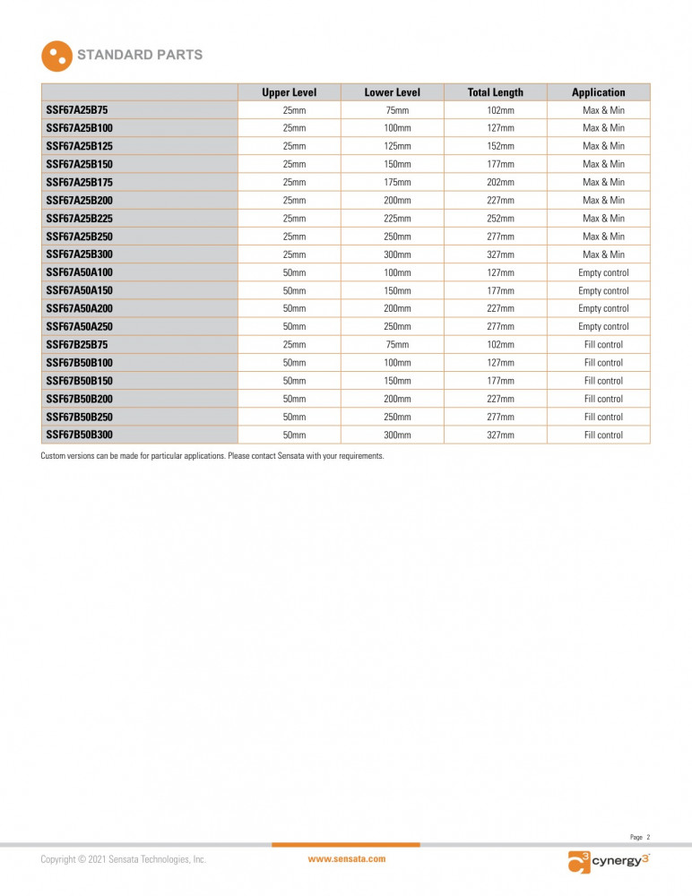 SSF67 series technical document page 2
